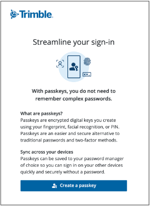 Trimble Identity - Passkeys