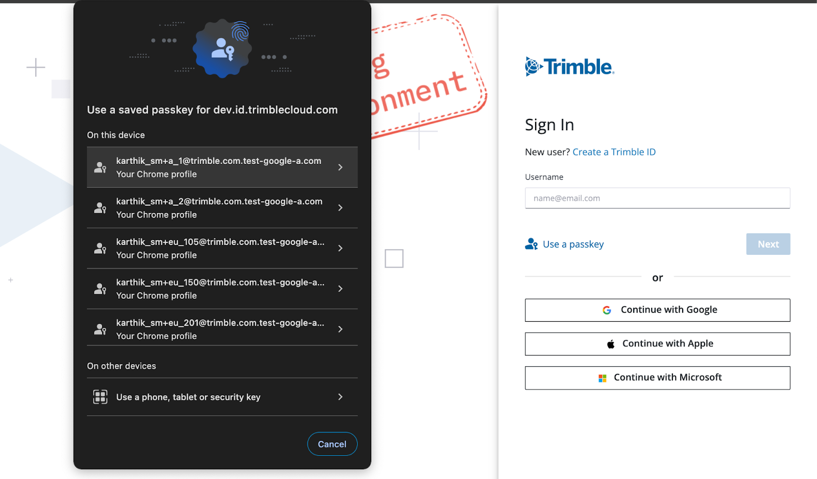 Trimble Identity - Passkeys