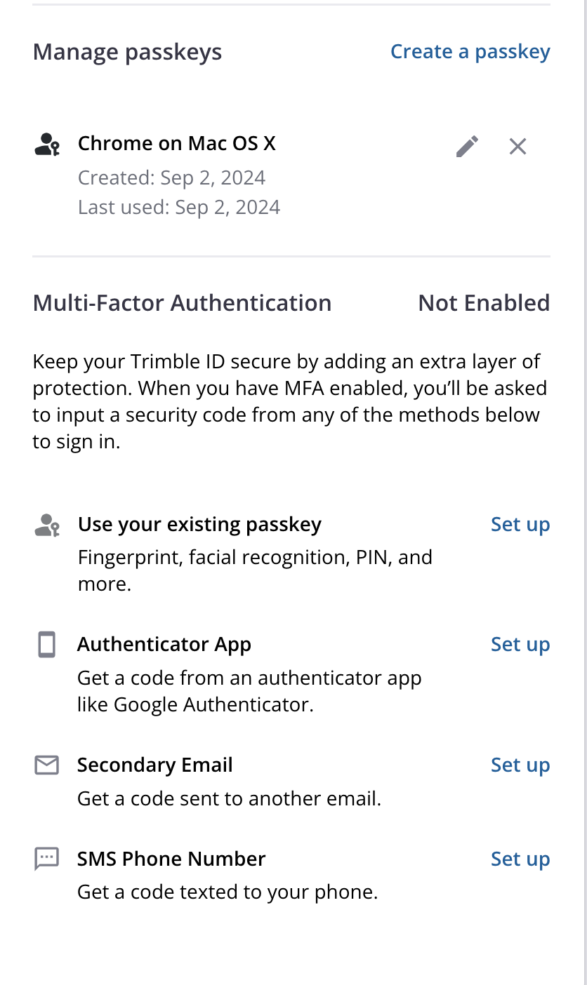 Trimble Identity - Passkeys