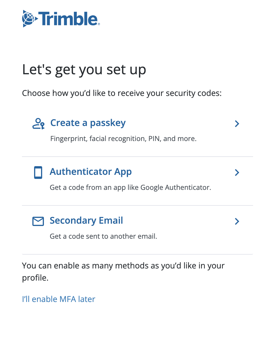 Trimble Identity - Passkeys