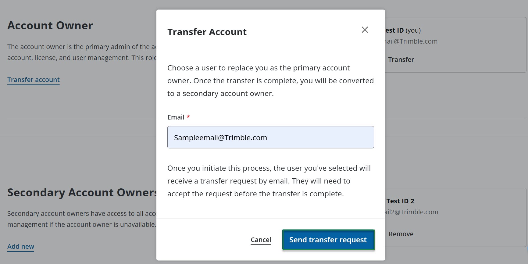 Admin Console - Transfer Account Owner