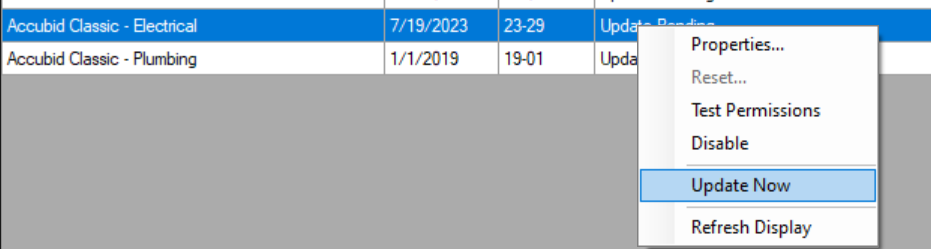 Accubid Classic Updating pricing with Trade service